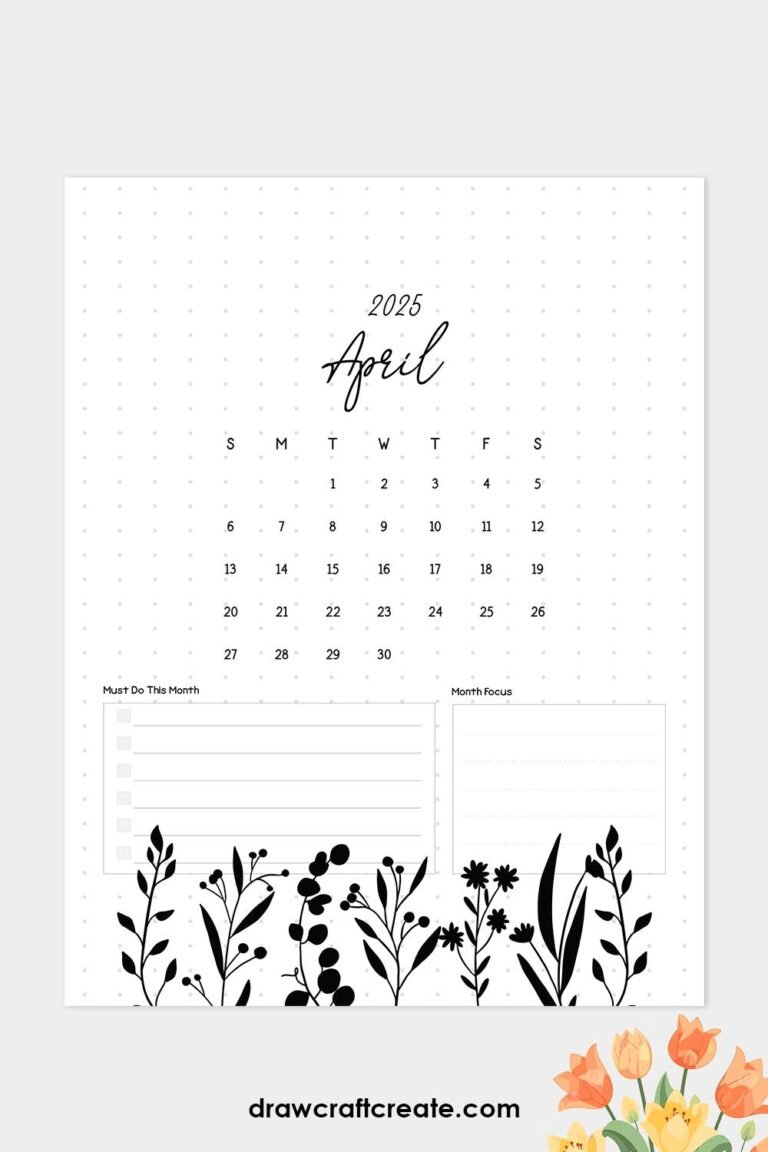 Free Printable April 2025 Calendars (42 Templates) - Draw Craft Create