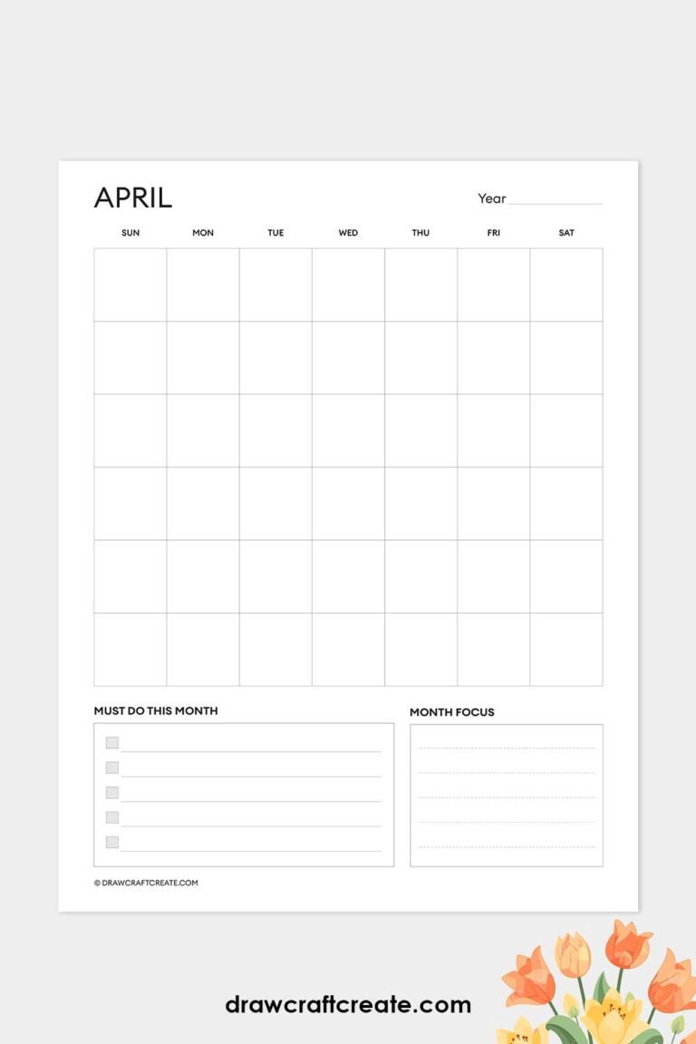 Free Printable April 2025 Calendars (42 Templates) - Draw Craft Create