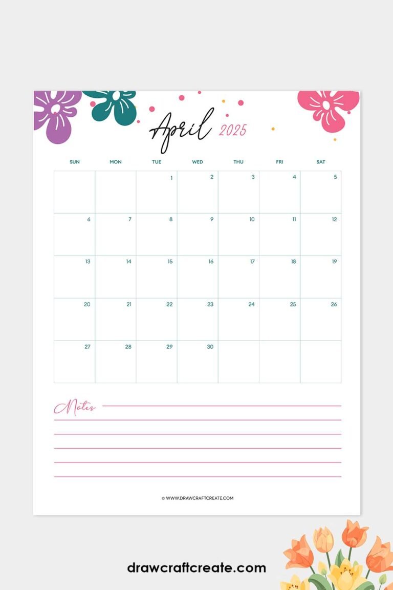 Free Printable April 2025 Calendars (42 Templates) - Draw Craft Create