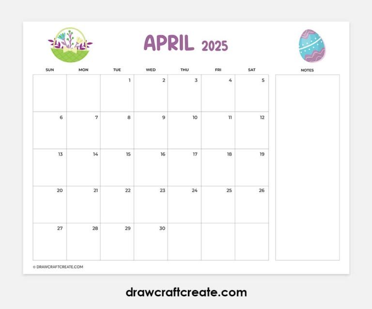 Free Printable April 2025 Calendars (42 Templates) - Draw Craft Create