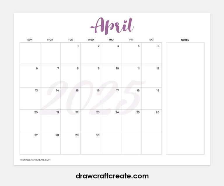 Free Printable April 2025 Calendars (42 Templates) - Draw Craft Create