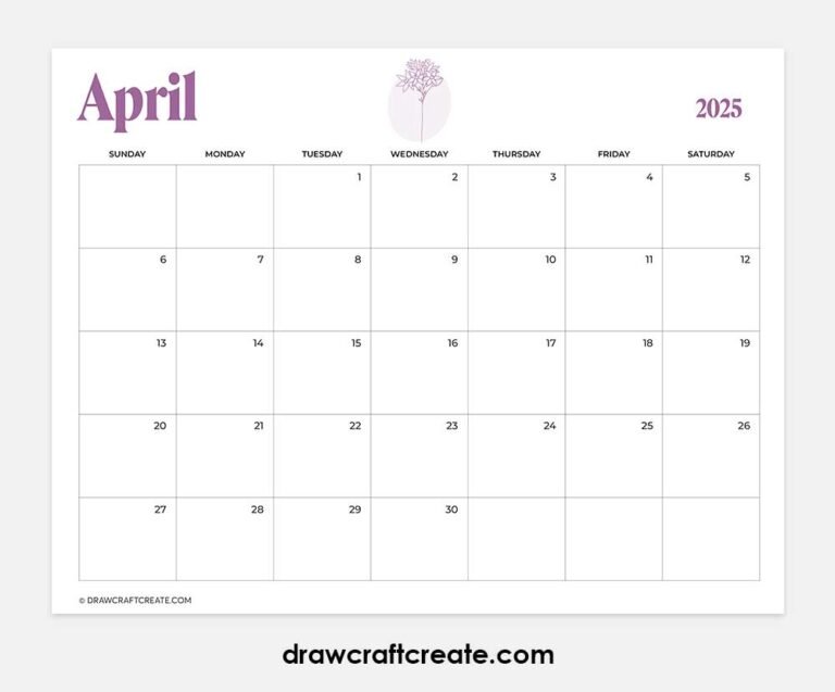 Free Printable April 2025 Calendars (42 Templates) - Draw Craft Create