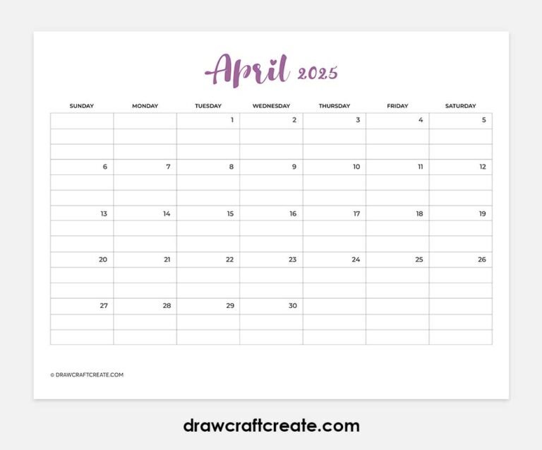 Free Printable April 2025 Calendars (42 Templates) - Draw Craft Create