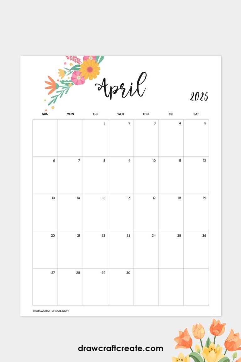 Free Printable April 2025 Calendars (42 Templates) - Draw Craft Create