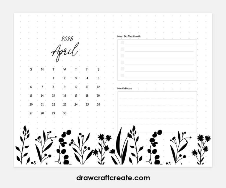 Free Printable April 2025 Calendars (42 Templates) - Draw Craft Create