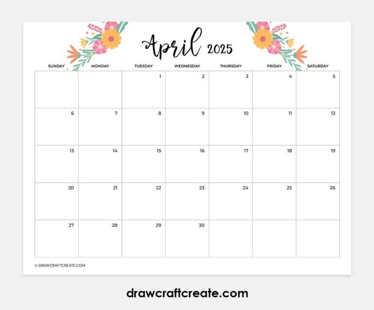Free Printable April 2025 Calendars (42 Templates) - Draw Craft Create