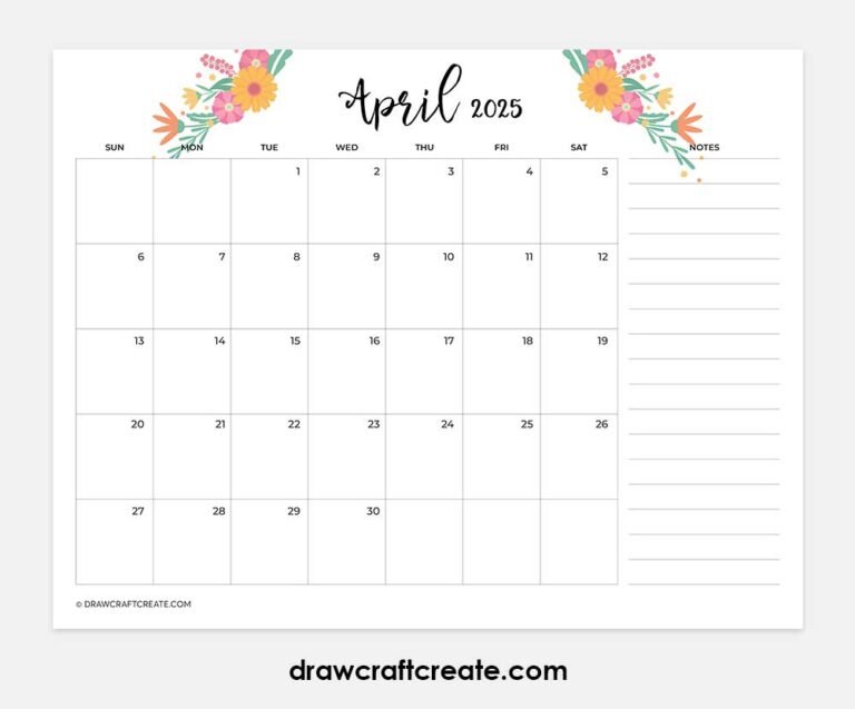 Free Printable April 2025 Calendars (42 Templates) - Draw Craft Create