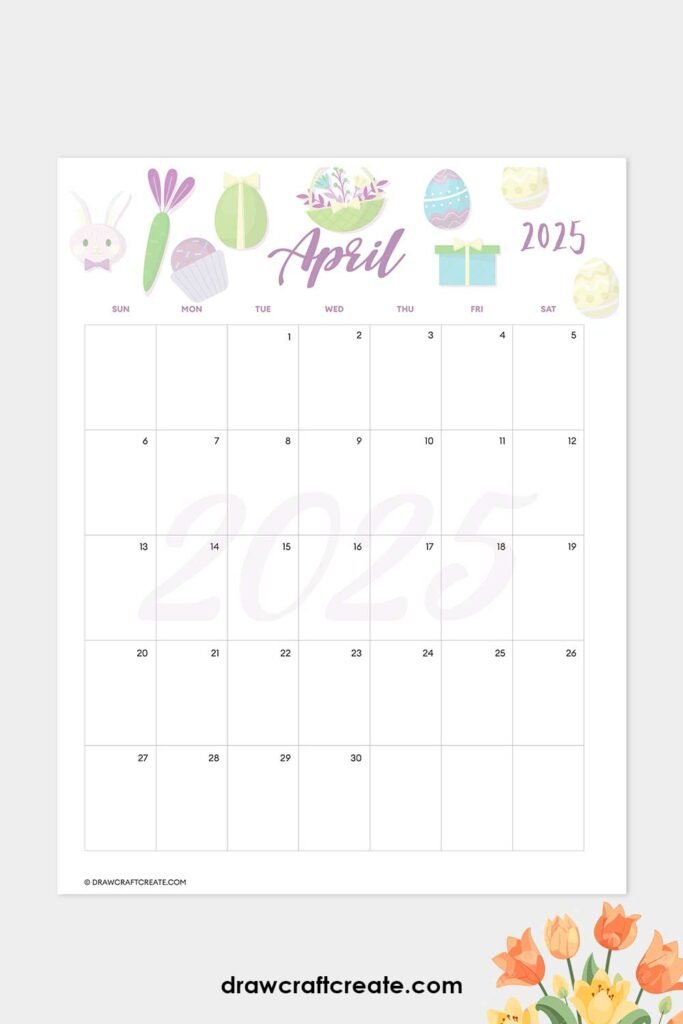 Free Printable April 2025 Calendars (42 Templates) - Draw Craft Create