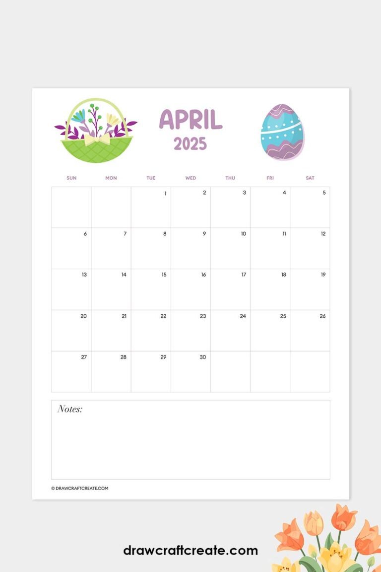 Free Printable April 2025 Calendars (42 Templates) - Draw Craft Create