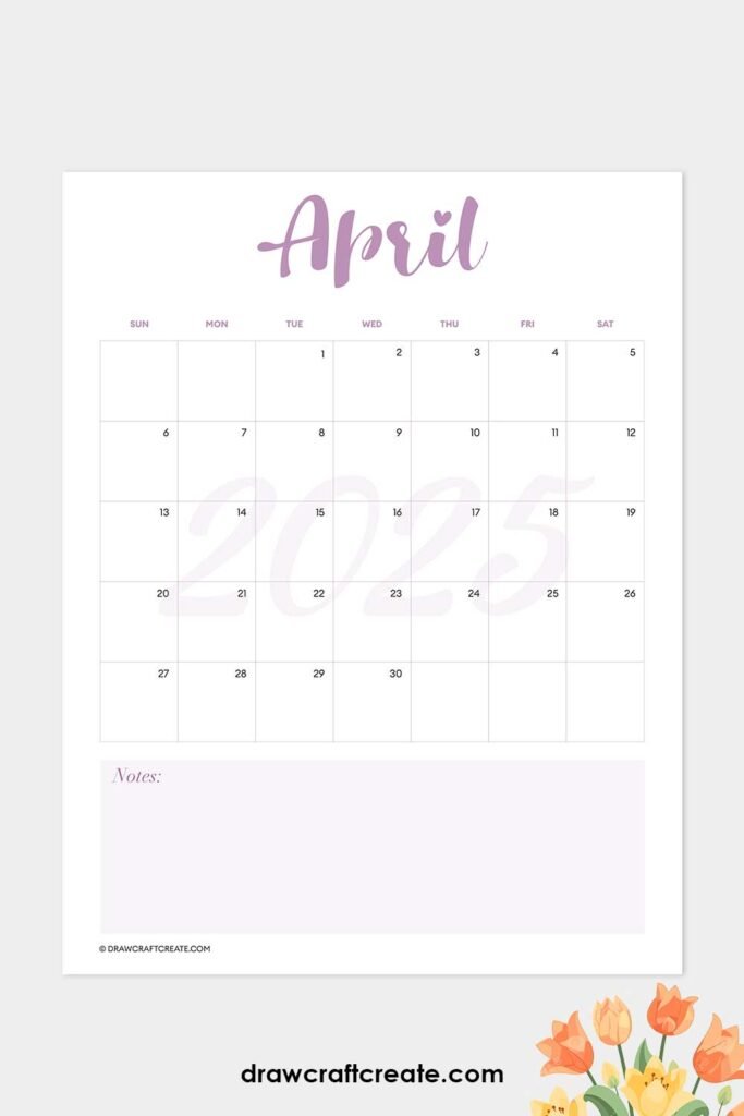Free Printable April 2025 Calendars (42 Templates) - Draw Craft Create