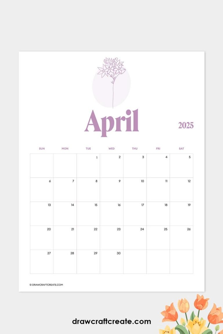 Free Printable April 2025 Calendars (42 Templates) - Draw Craft Create
