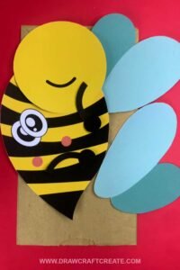 Bee Paper Bag Puppet Craft For Kids (Free Printable Template) - Draw ...