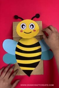 Bee Paper Bag Puppet Craft For Kids (Free Printable Template) - Draw ...