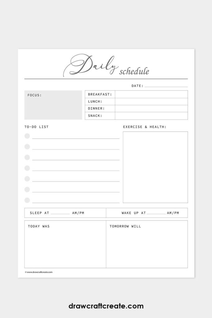 Free Daily Planner Printable Templates (20 Designs) - Draw Craft Create