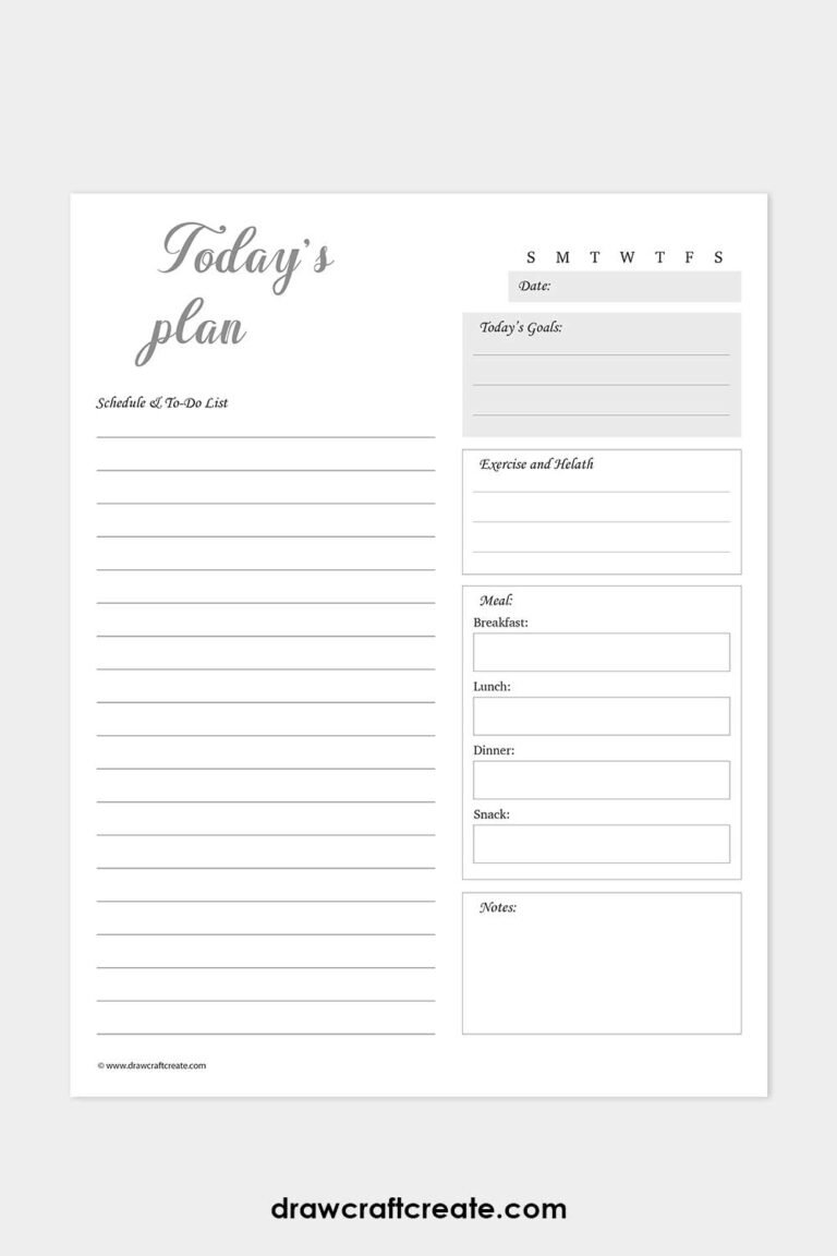 Free Daily Planner Printable Templates (20 Designs) - Draw Craft Create