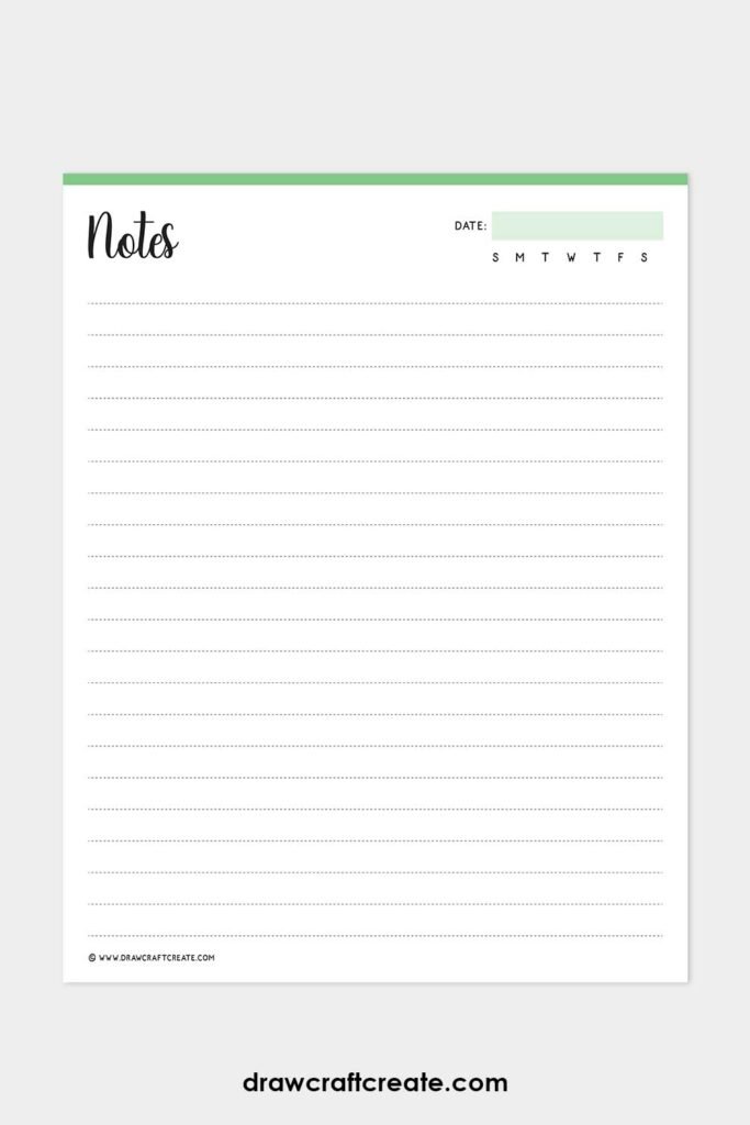 Free Printable Notes Template (11 Design) - Draw Craft Create