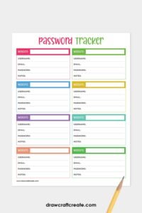 Password Tracker Printable - 11 Free Templates - Draw Craft Create