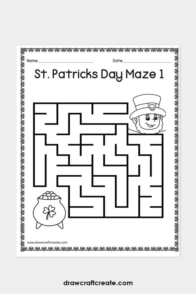 St. Patrick's Day Kids Worksheet Printable - Draw Craft Create