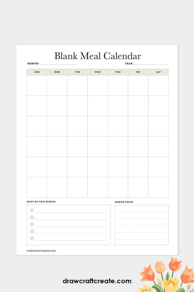 Free Printable Meal Planner Templates - Draw Craft Create