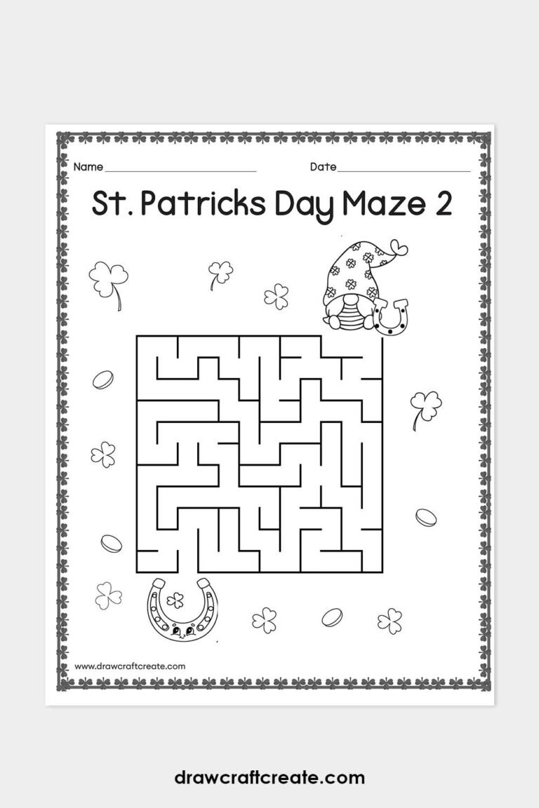 St. Patrick's Day Kids Worksheet Printable - Draw Craft Create