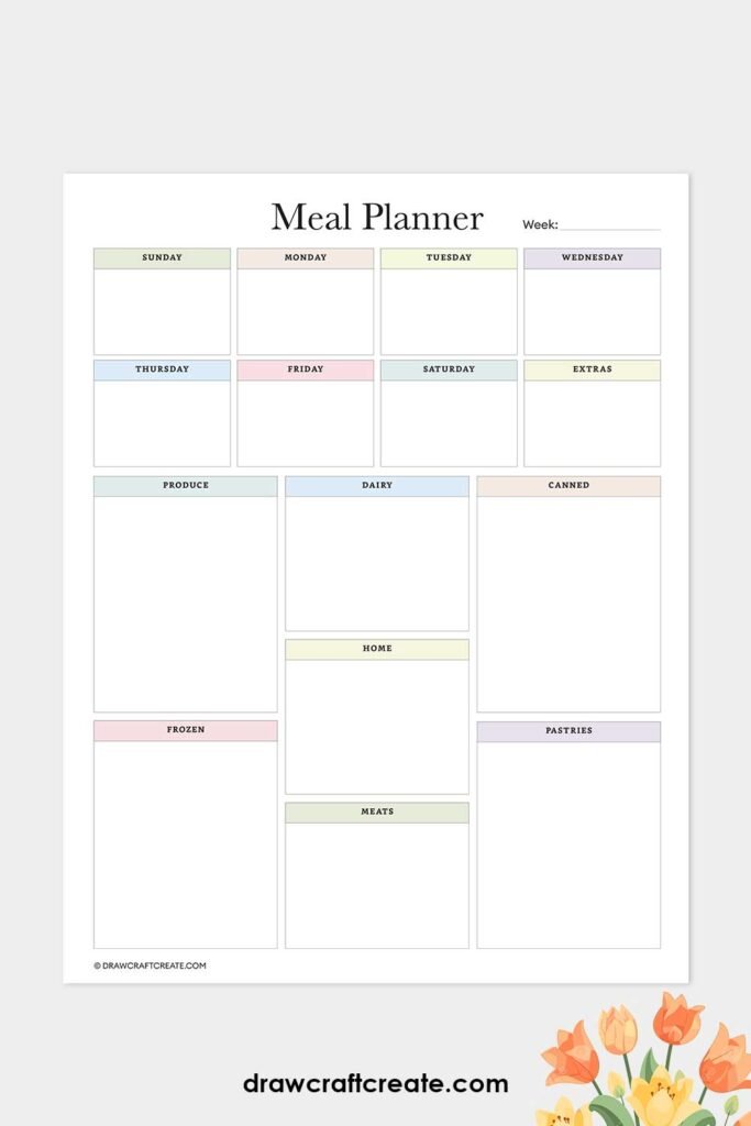 Free Printable Meal Planner Templates - Draw Craft Create