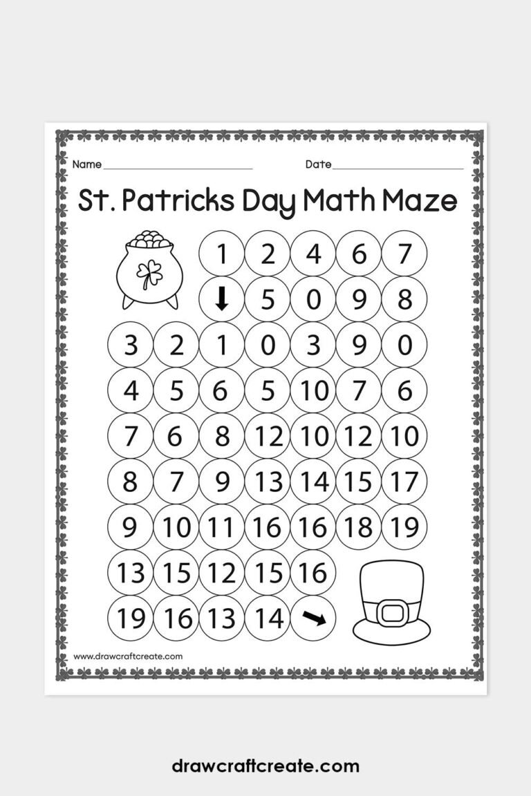 St. Patrick's Day Kids Worksheet Printable - Draw Craft Create
