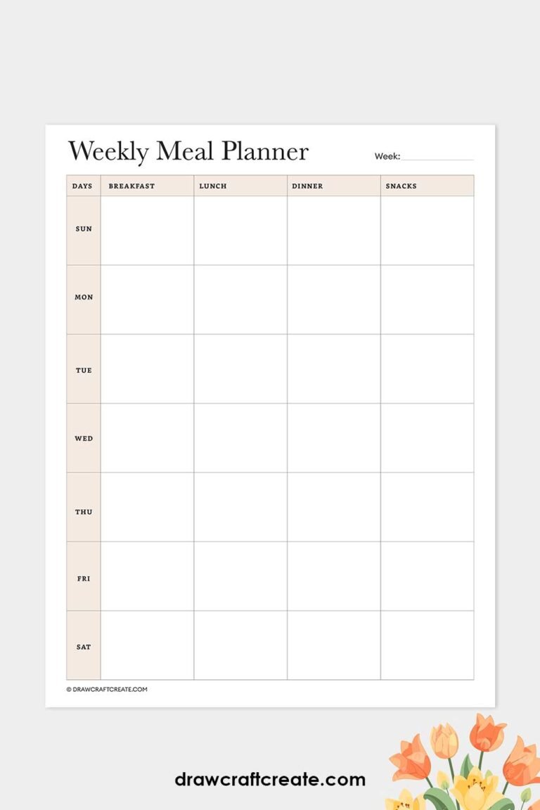 Free Printable Meal Planner Templates - Draw Craft Create