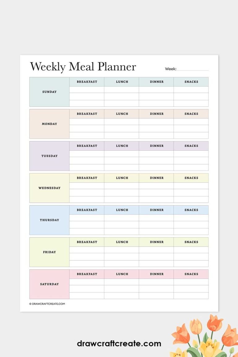 Free Printable Meal Planner Templates - Draw Craft Create