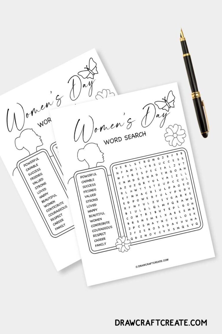International Women's Day Word Search Printable - Draw Craft Create