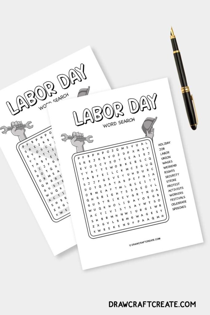 Labor Day Word Search Printable - Draw Craft Create