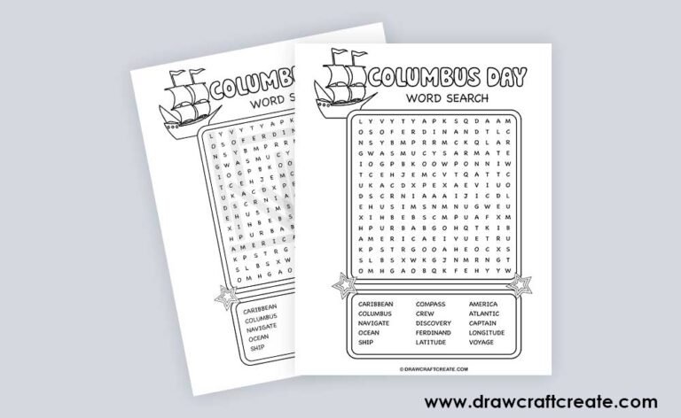 Columbus Day Word Search Printable - Draw Craft Create