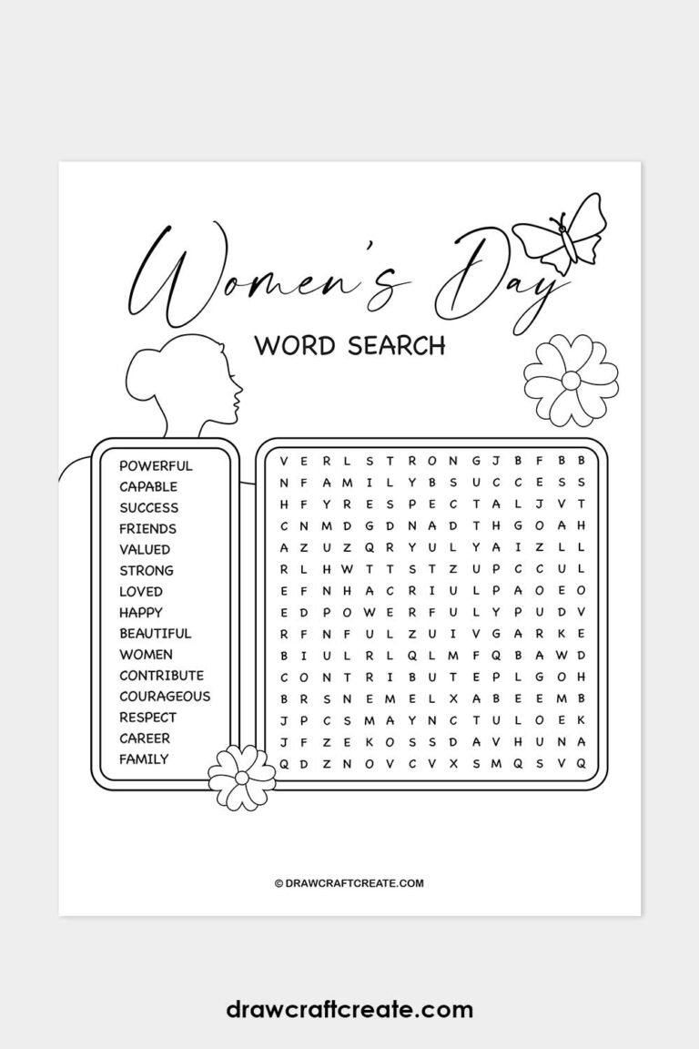 International Women's Day Word Search Printable - Draw Craft Create