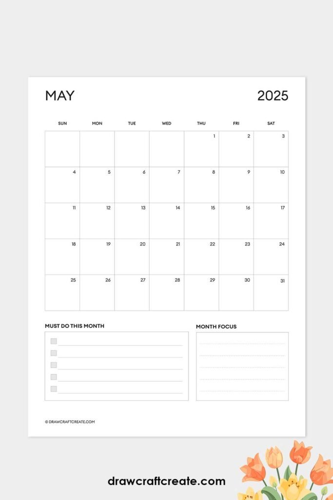 Free Printable May 2025 Calendars - Draw Craft Create