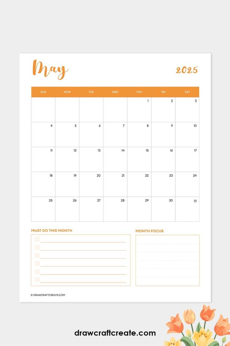Free Printable May 2025 Calendars - Draw Craft Create