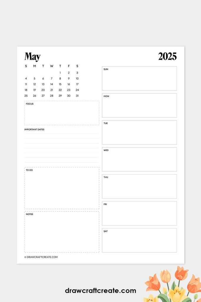 Free Printable May 2025 Calendars - Draw Craft Create