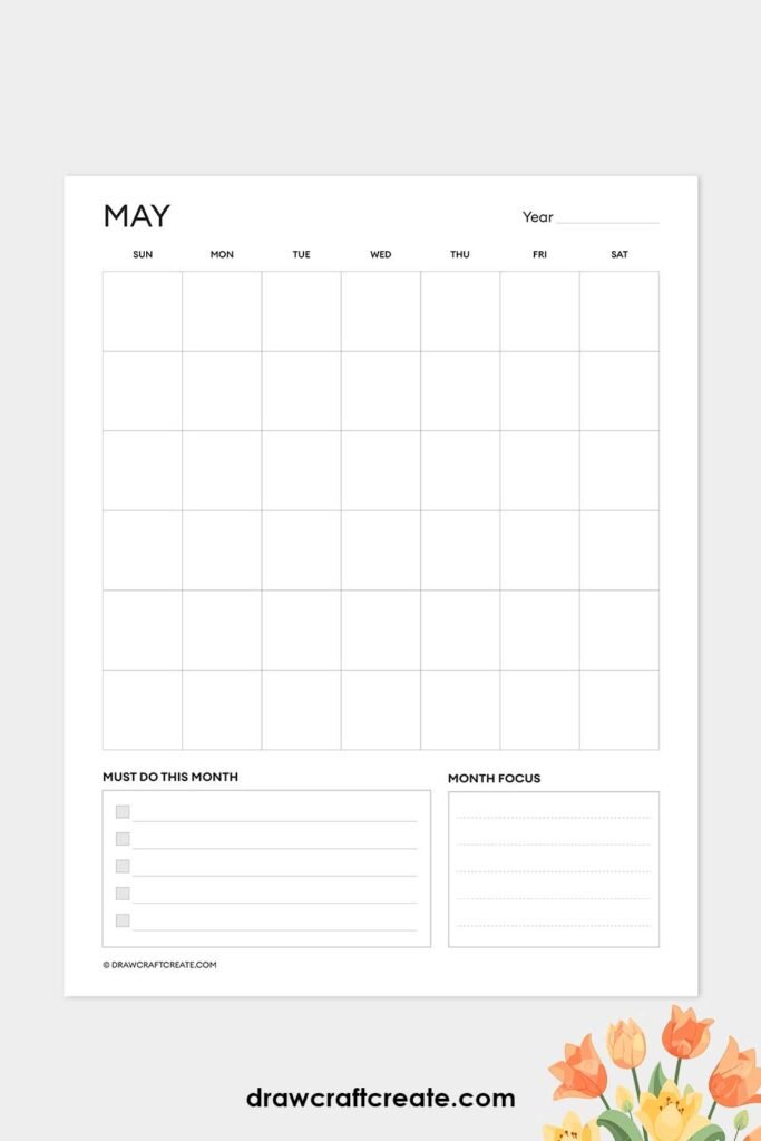 Free Printable May 2025 Calendars - Draw Craft Create