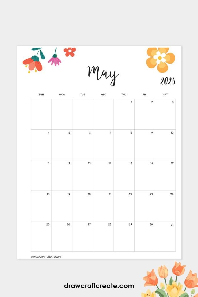 Free Printable May 2025 Calendars - Draw Craft Create