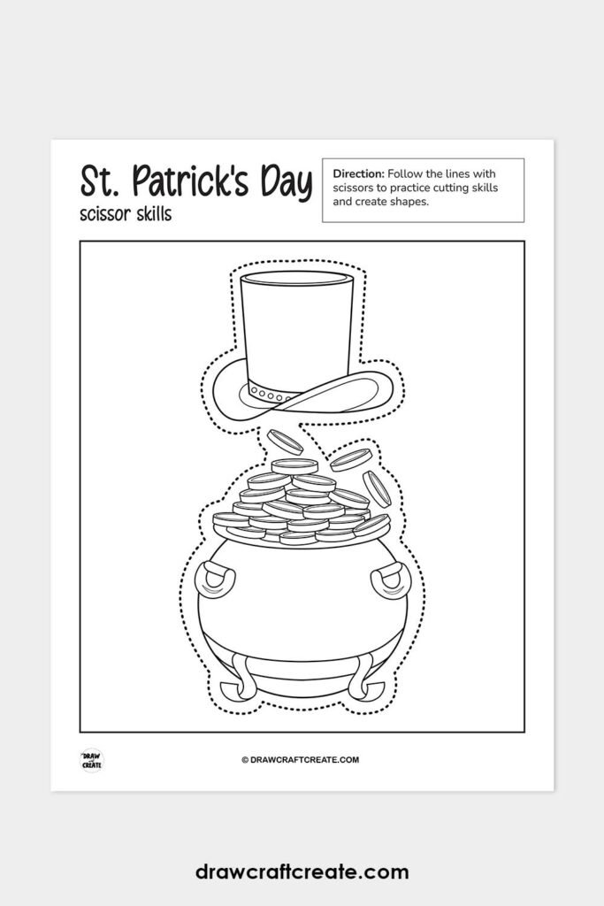 Free Printable St. Patrick's Day Scissor Skills - Draw Craft Create