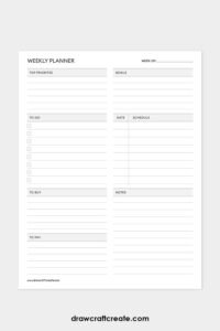 Free Weekly Planner Printables (30 Templates) - Draw Craft Create