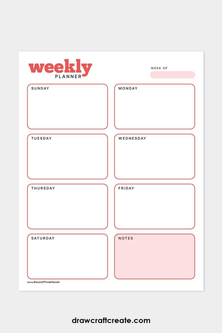 Free Weekly Planner Printables (30 Templates) - Draw Craft Create