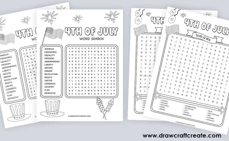 Free Printable 4th of July Word Search - Draw Craft Create