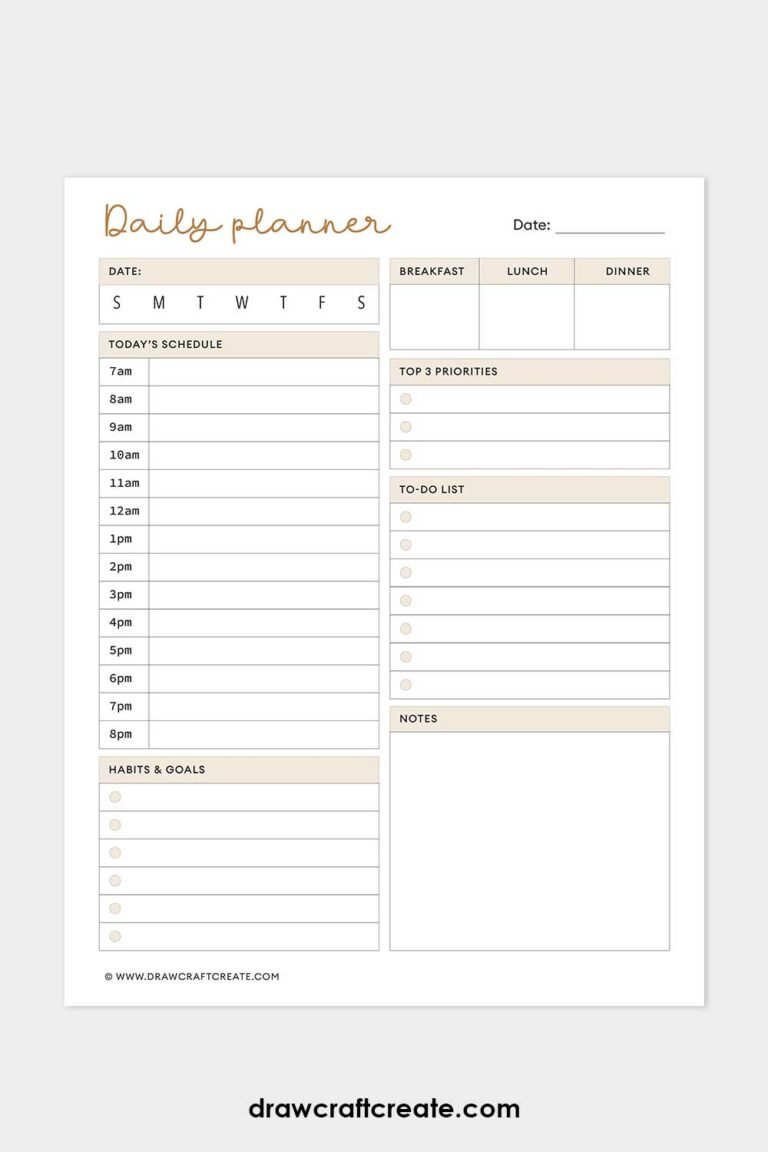 Free Printable Mom's Planner Template (25 Pages) - Draw Craft Create