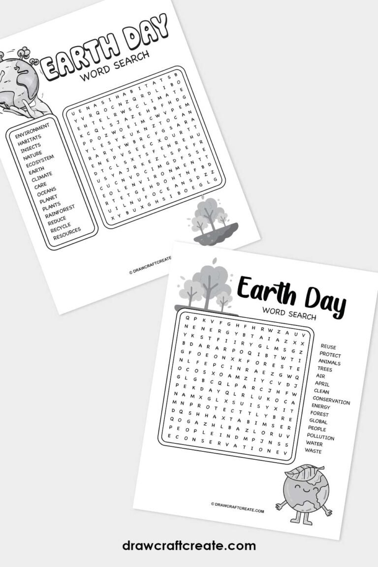 Free Printable Earth Day Word Search - Draw Craft Create