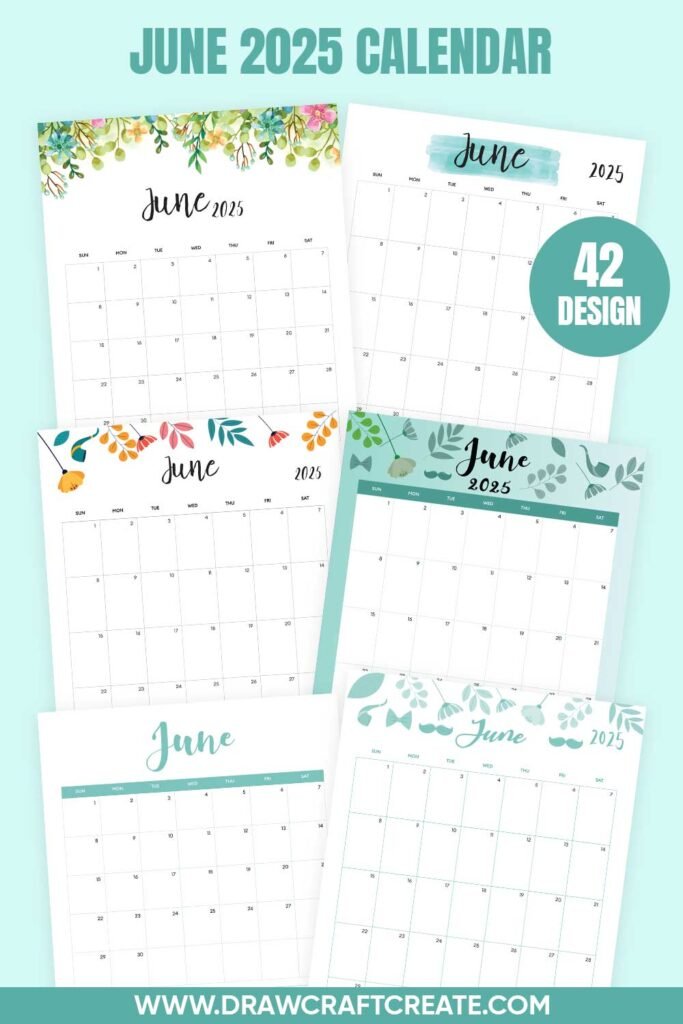 Free Printable June 2025 Calendars - Draw Craft Create