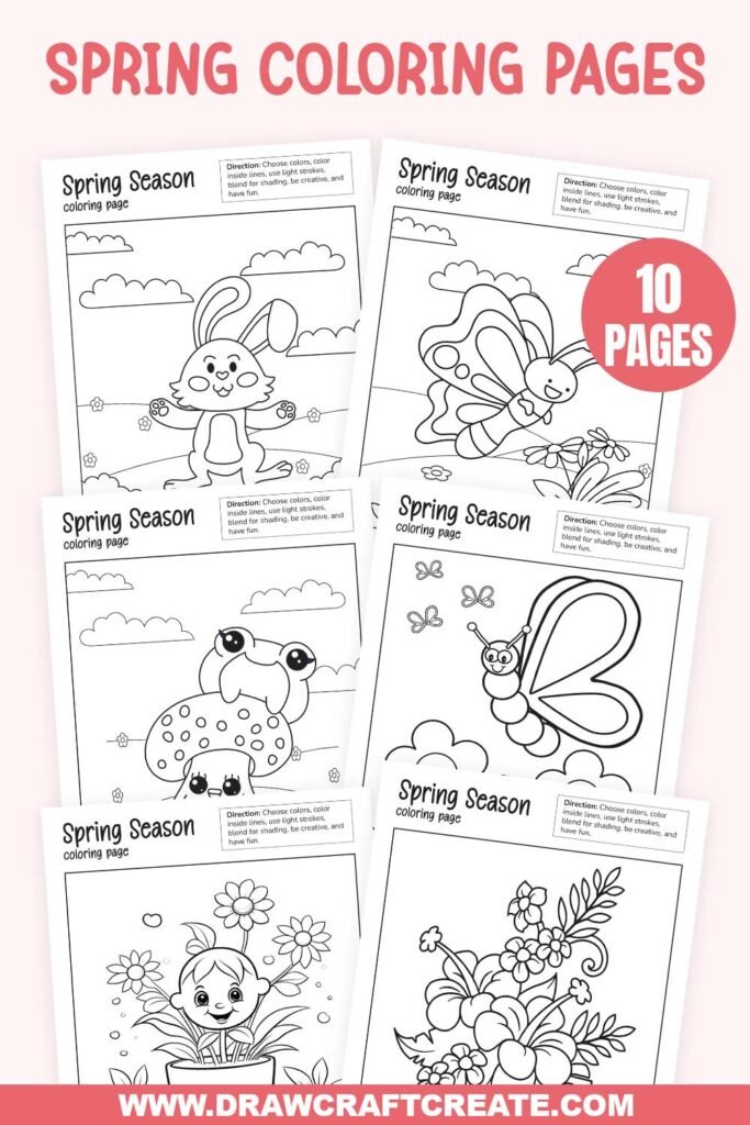 10 Free Printable Spring Coloring Pages - Draw Craft Create