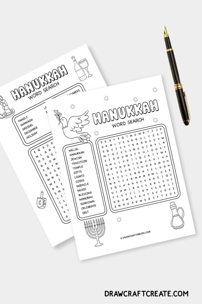 Free Printable Hanukkah Word Search - Draw Craft Create