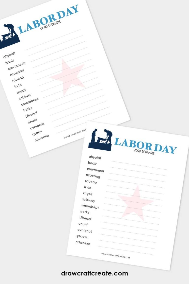 Free Printable Labor Day Word Scramble - Draw Craft Create