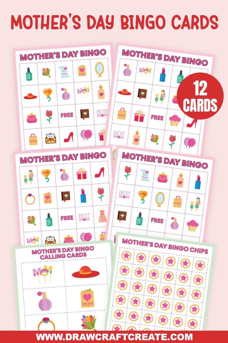 Free Printable Mother's Day Bingo Game Cards - Draw Craft Create