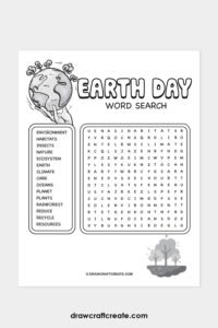 Free Printable Earth Day Word Search - Draw Craft Create