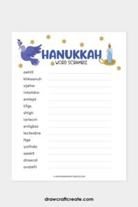 Free Printable Hanukkah Word Scramble - Draw Craft Create